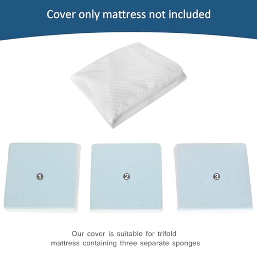 Moonsea Waterproof Replacement Cover for 39 x 75 x 4 Inch Tri-fold Mattress (Only Cover and Not Work for One Piece Insert), Viscose Made from Bamboo Tri-fold Mattress Protector