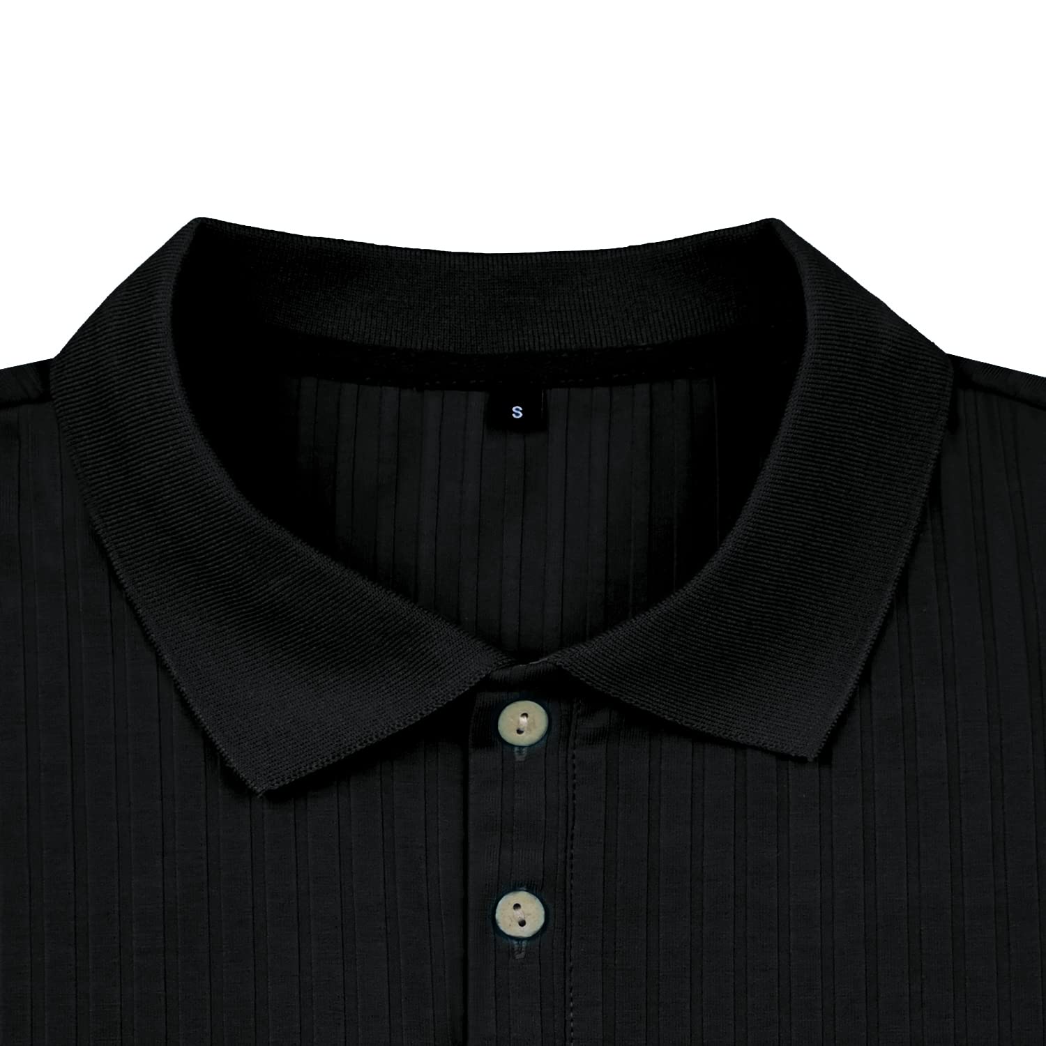 LOGEEYAR Mens Muscle Polo Shirts Short Sleeve Slim Fit Shirts Casual Ribbed Stylish Tees Black