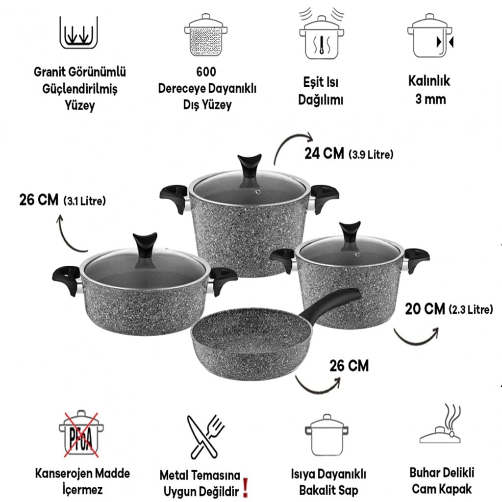 TAOBAO Cookware Set Black Pan With Lid Cutlery Collection Cookware Cutlery Cookware Nonstick Kitchen Supplies