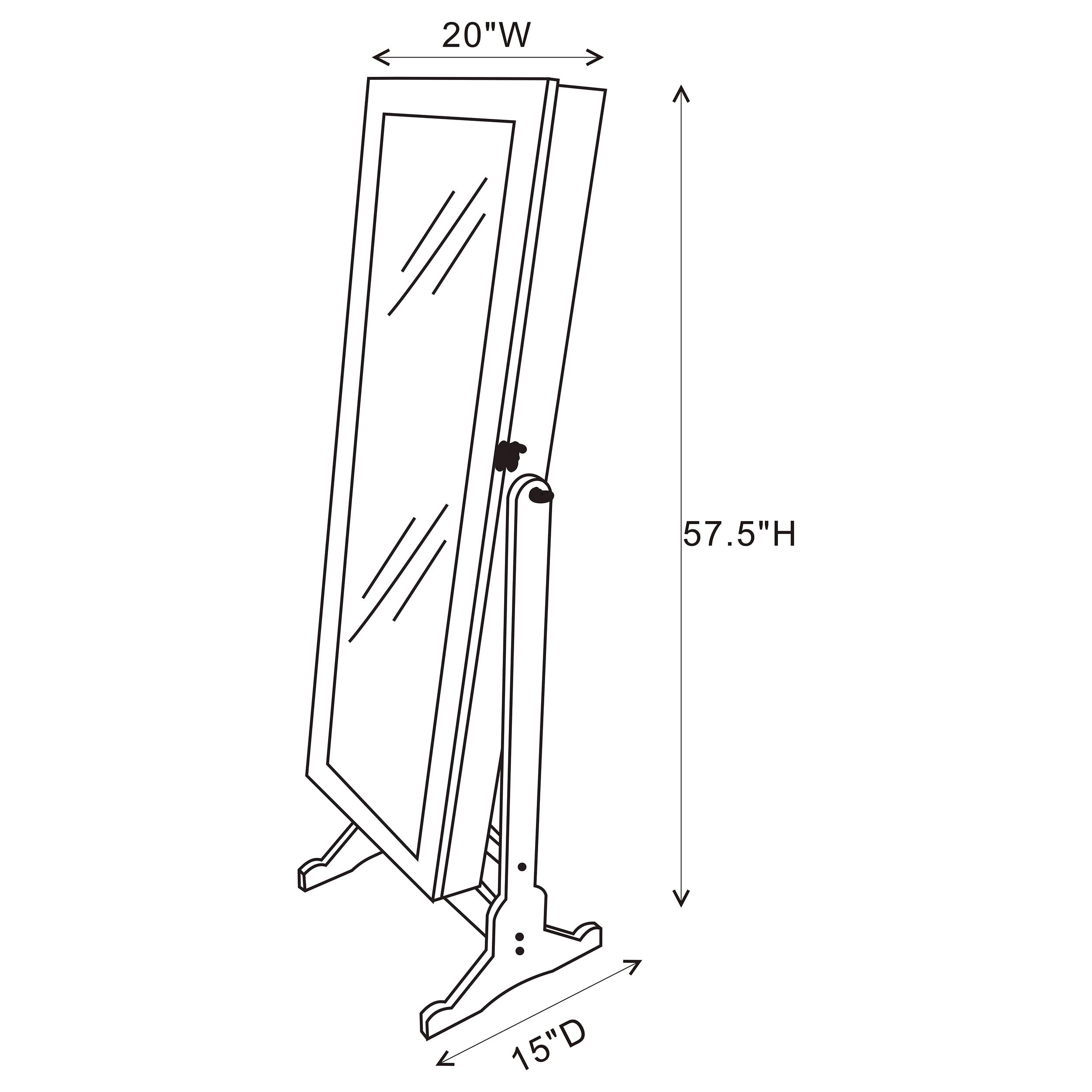 Coaster Home Furnishings Zayas Contemporary Rectangular Cheval Mirror with Jewelry Storage Adjustable Bedroom Mirror Jewelry Armoire White 901827