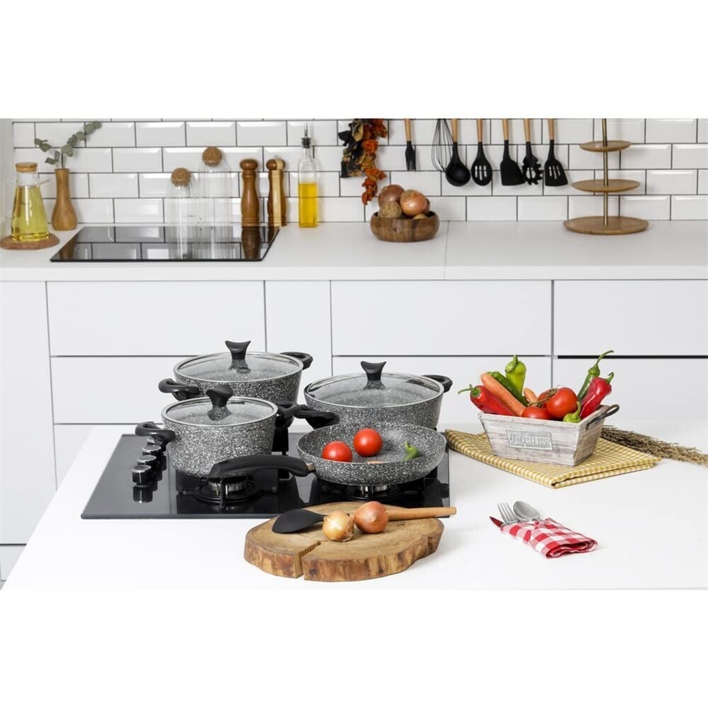 TAOBAO Cookware Set Black Pan With Lid Cutlery Collection Cookware Cutlery Cookware Nonstick Kitchen Supplies