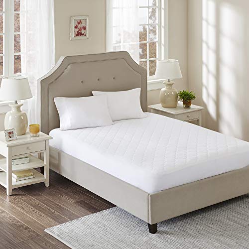 Sleep Philosophy All Natural Cotton Filled Mattress Pad Washable Bed Protector, Queen, White