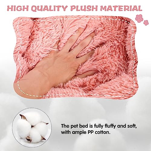 SENNAUX Cat Bed - Cute, Washable Pink Donut Bed for Indoor Cats and Small Dogs, Soft, Fluffy, Anti-Anxiety, Self-Warming, Blush Pink