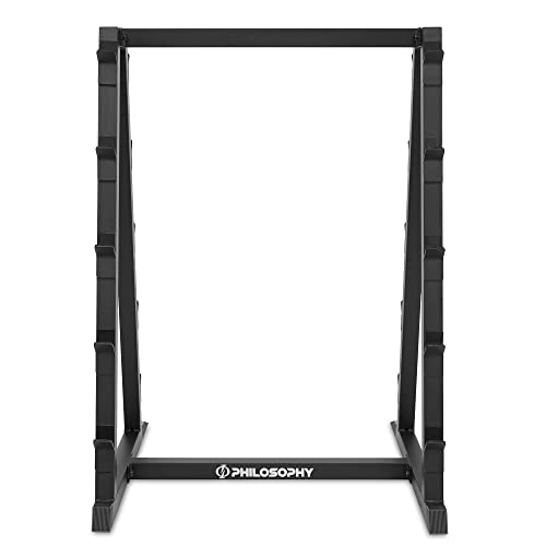Philosophy Gym 10-Bar Fixed Barbell Weight Rack - Heavy-Duty Storage Holder for Straight & EZ Curl Pre-Weighted Bars