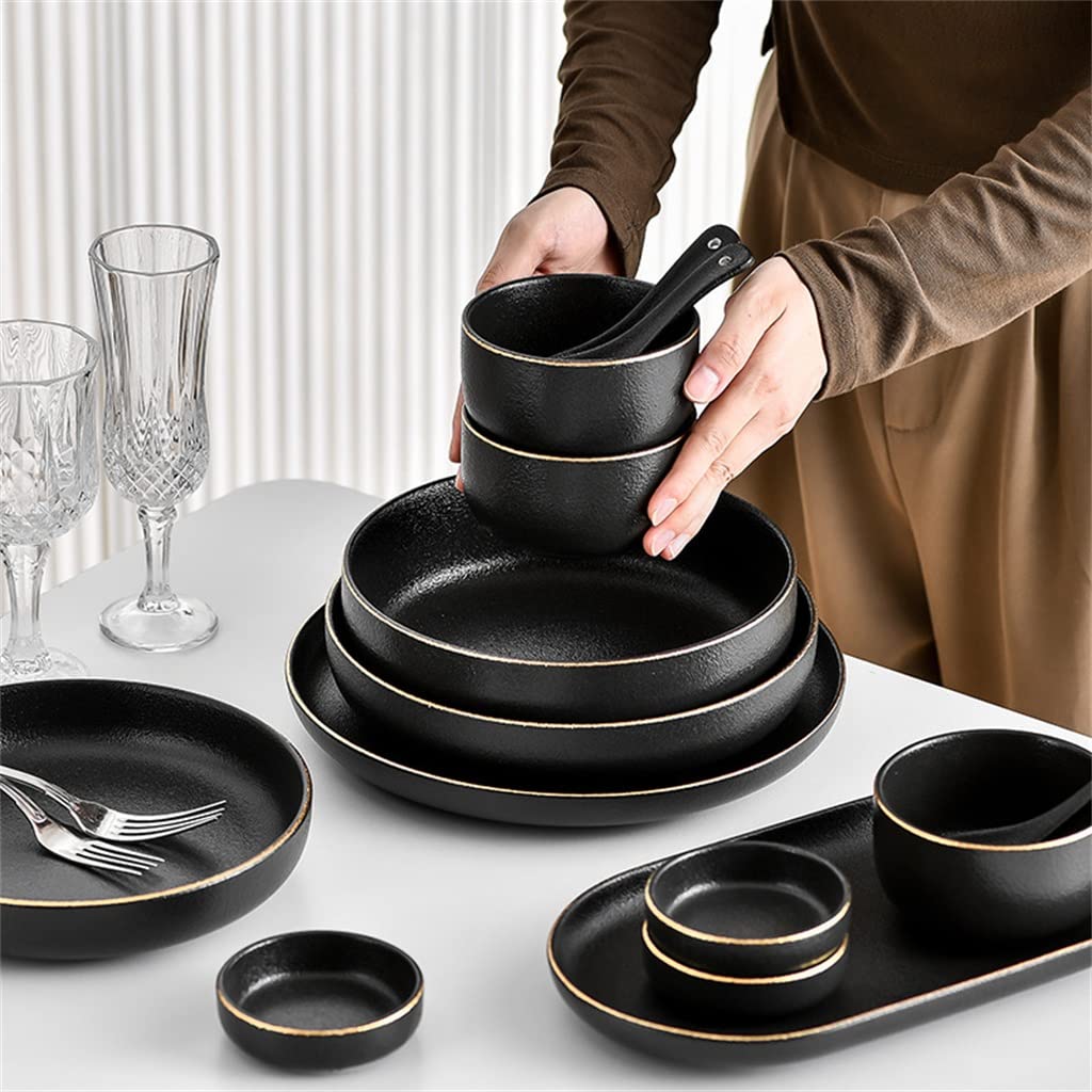 VejiA Cutlery Set Ceramic Dinner Plate and Bowl Set Restaurant Hotel Cutlery
