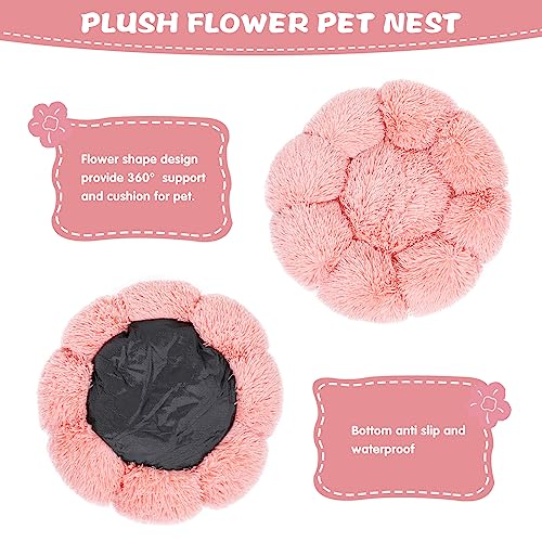 SENNAUX Cat Bed - Cute, Washable Pink Donut Bed for Indoor Cats and Small Dogs, Soft, Fluffy, Anti-Anxiety, Self-Warming, Blush Pink