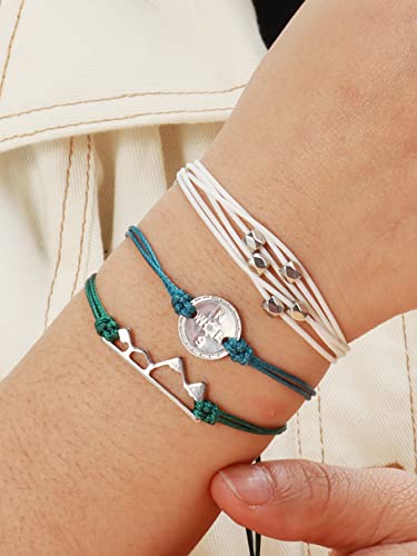 Long tiantian Cute String Bracelets for Women Trendy Summer Stuff Boho Friendship Bracelets Waterproof 4ocean Bracelets Outfits Adjustable Wave Surfer Beach Bracelets Stocking Stuffers