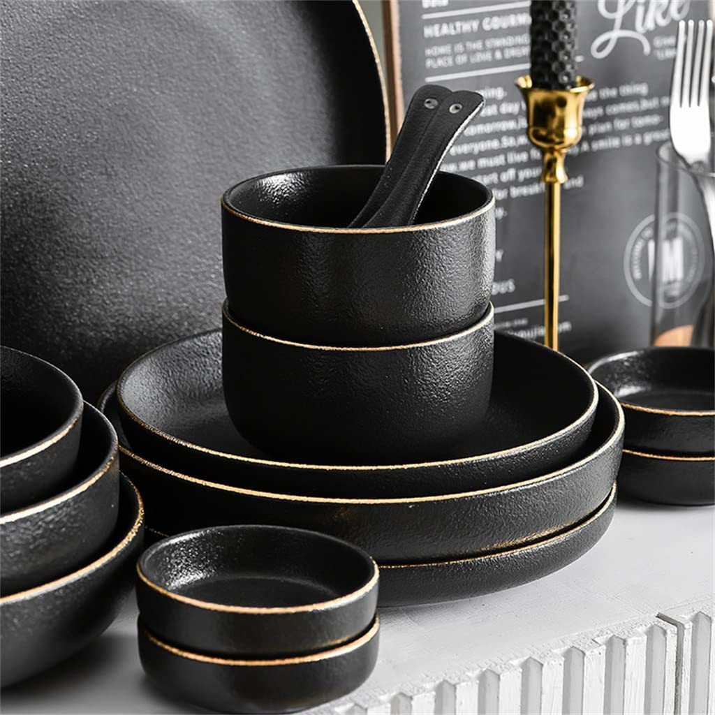 VejiA Cutlery Set Ceramic Dinner Plate and Bowl Set Restaurant Hotel Cutlery