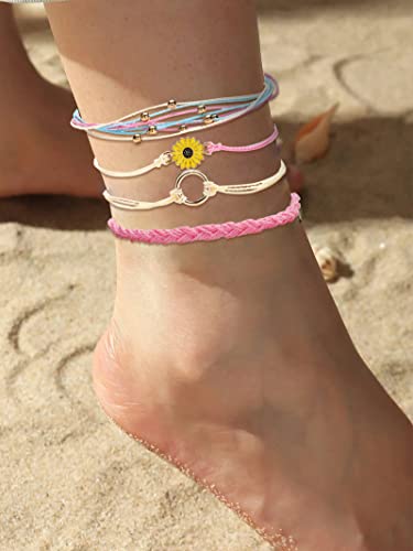 Long tiantian Cute String Bracelets for Women Trendy Summer Stuff Boho Friendship Bracelets Waterproof 4ocean Bracelets Outfits Adjustable Wave Surfer Beach Bracelets Stocking Stuffers