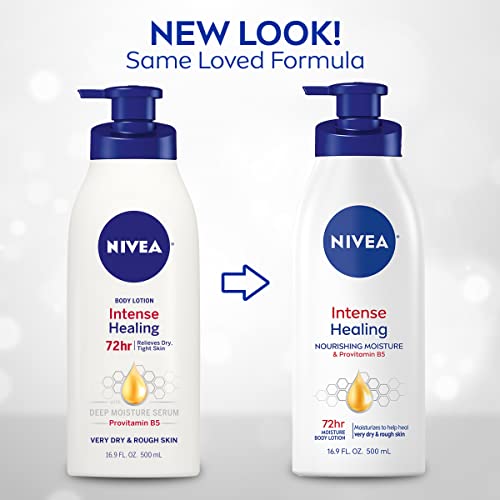 NIVEA Intense Healing Body Lotion, 72 Hour Moisture for Dry to Very Dry Skin, Body Lotion for Dry Skin, 16.9 Fl Oz Pump Bottle