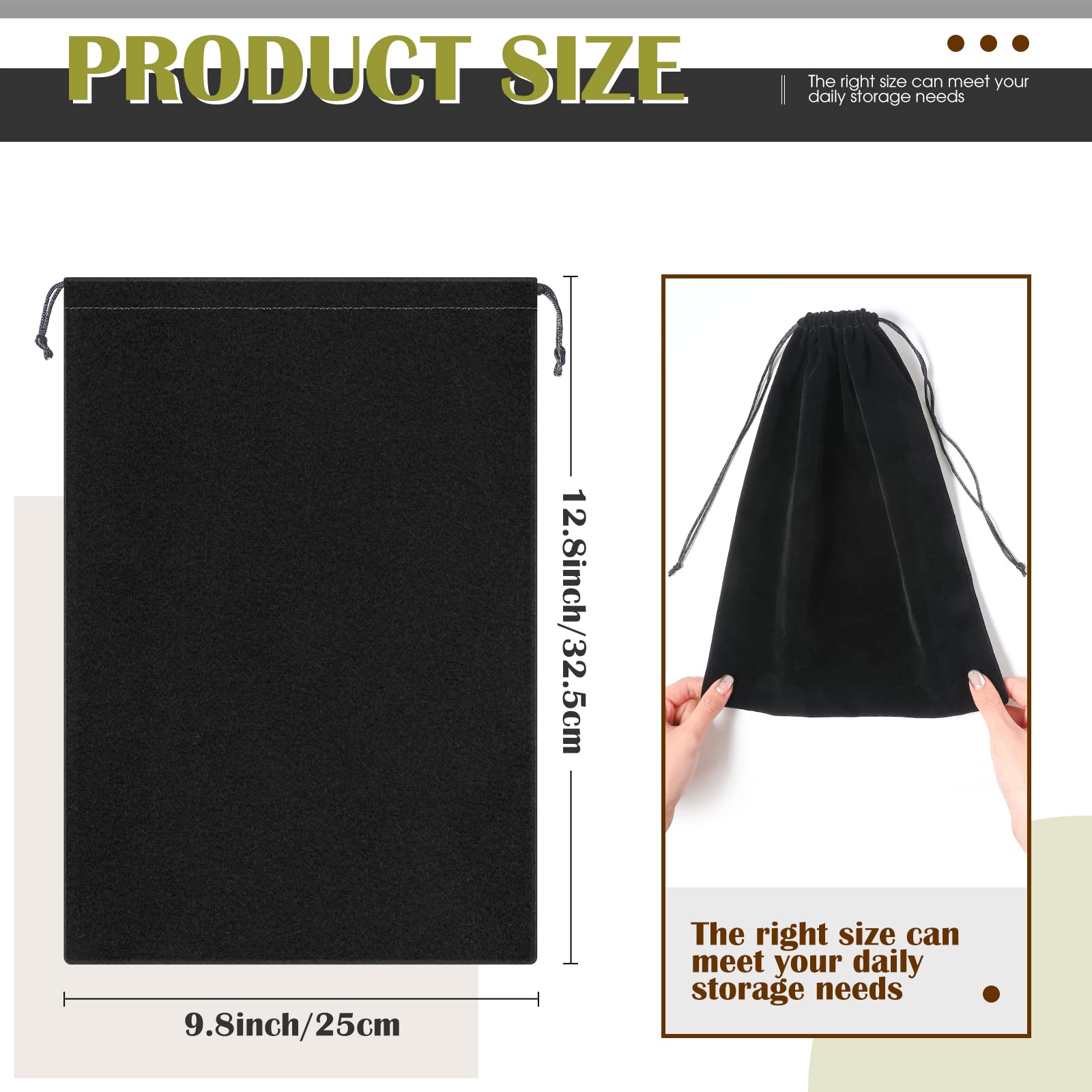 Saintrygo 4 Pieces Silver Storage Bags Anti Tarnish Cloth Bag for Storage, Jewelry, Flatware, Silverplate, Silver Polishing Cloth for Tarnish Cleaning(9.8 x 12.8 Inch,Black)
