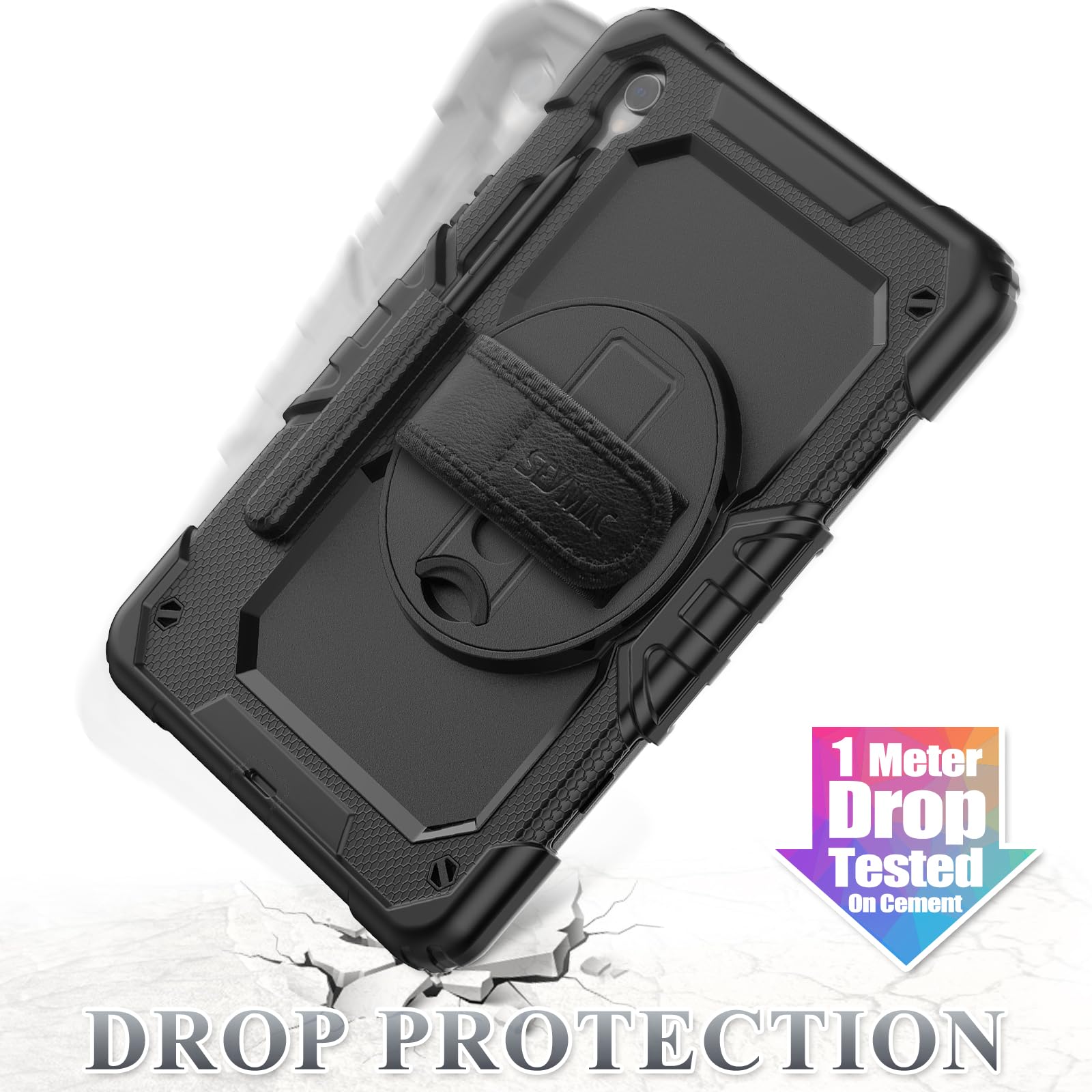 SEYMAC stock Case for Samsung Galaxy Tab S9/ S9 FE 5G Tablet Case with Screen Protector Pencil Holder [360 Rotating Hand Strap] &Stand, Drop-Proof for Galaxy Tab S9 FE 10.9''/ S9 11'', Black1