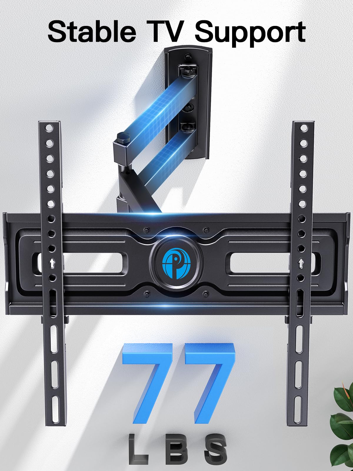 Pipishell Full Motion TV Wall Mount for Most 26-60 inch Flat & Curved TVs up to 77 lbs, Single Articulating Arm, Adjustable Bracket Height, Extension, Max VESA 400x400mm, PIMF9