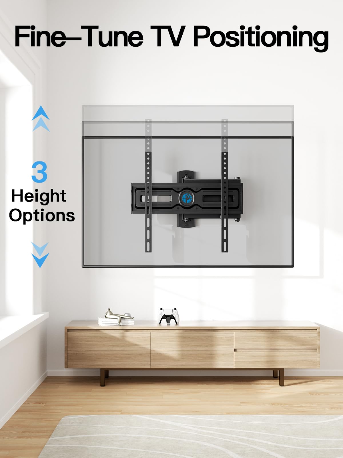 Pipishell Full Motion TV Wall Mount for Most 26-60 inch Flat & Curved TVs up to 77 lbs, Single Articulating Arm, Adjustable Bracket Height, Extension, Max VESA 400x400mm, PIMF9