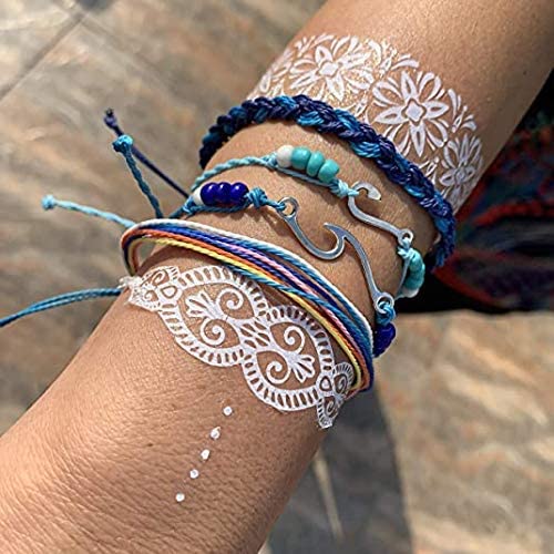 Long tiantian Cute String Bracelets for Women Trendy Summer Stuff Boho Friendship Bracelets Waterproof 4ocean Bracelets Outfits Adjustable Wave Surfer Beach Bracelets Stocking Stuffers