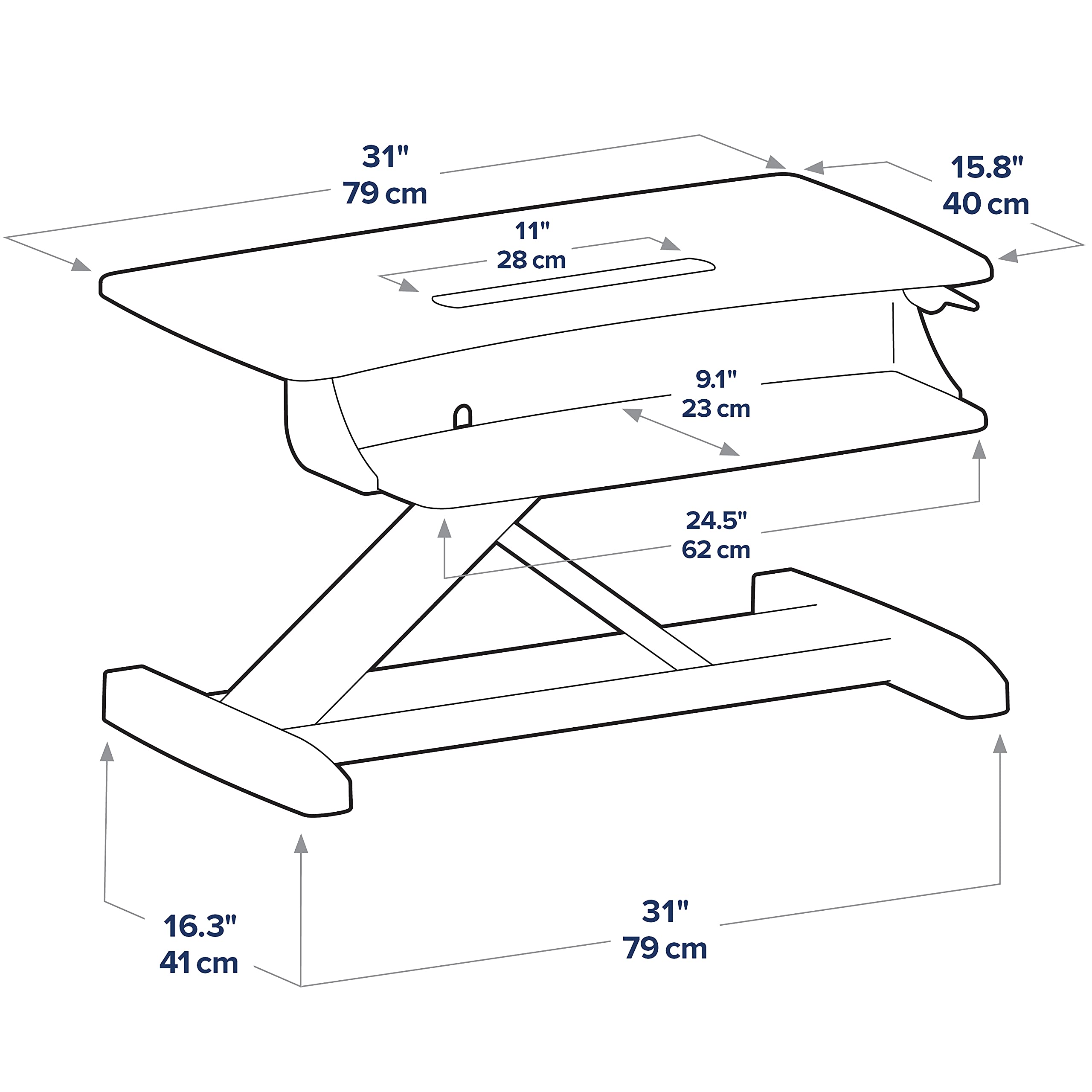 Ergotron – WorkFit-Z Mini Small Standing Desk Converter, Laptop Sit Stand Desk Riser for Tabletops and Home Office – 31 Inch Width, Grey Woodgrain