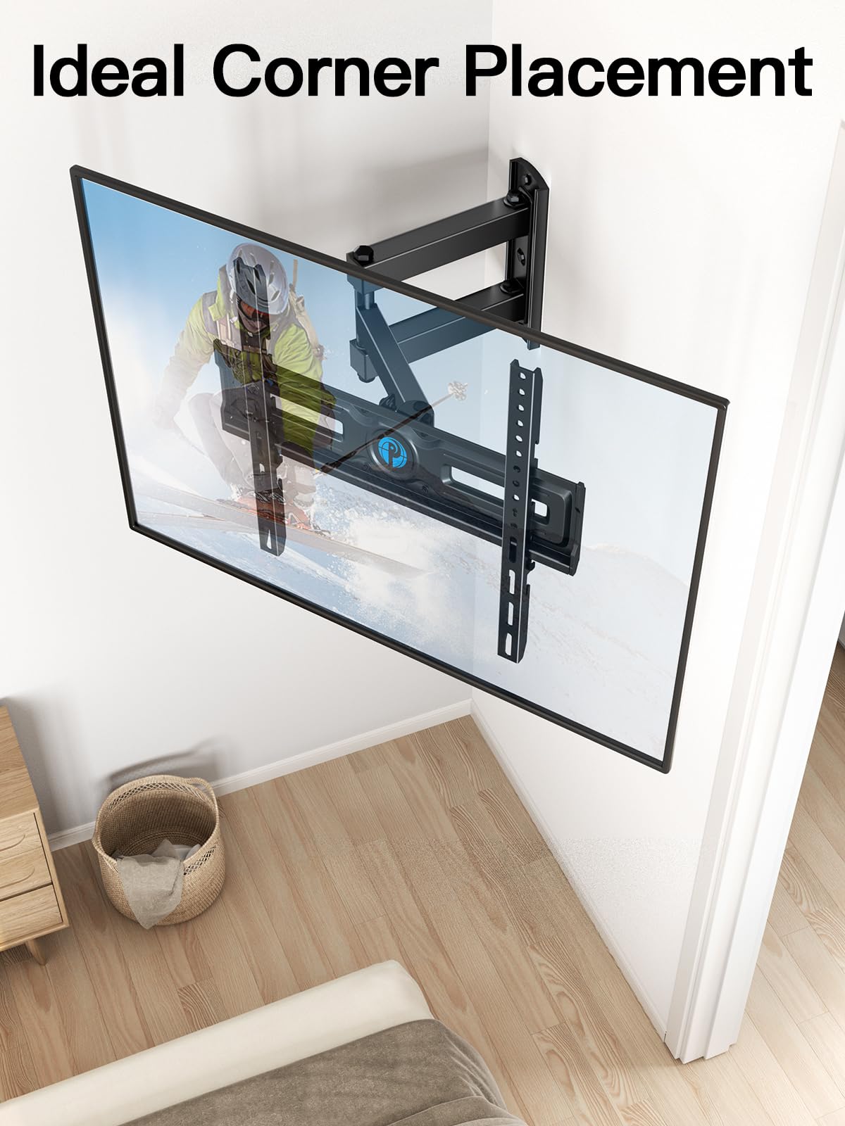 Pipishell Full Motion TV Wall Mount for Most 26-60 inch Flat & Curved TVs up to 77 lbs, Single Articulating Arm, Adjustable Bracket Height, Extension, Max VESA 400x400mm, PIMF9
