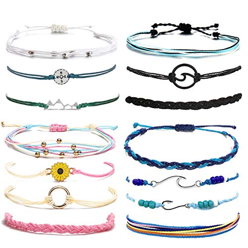 Long tiantian Cute String Bracelets for Women Trendy Summer Stuff Boho Friendship Bracelets Waterproof 4ocean Bracelets Outfits Adjustable Wave Surfer Beach Bracelets Stocking Stuffers