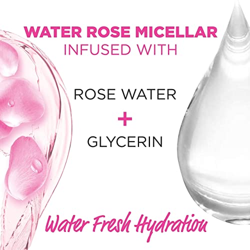 Garnier SkinActive Micellar Water with Rose Water and Glycerin, Facial Cleanser & Makeup Remover, All-in-1 Hydrating, 13.5 fl. oz, 1 count (Packaging May Vary)