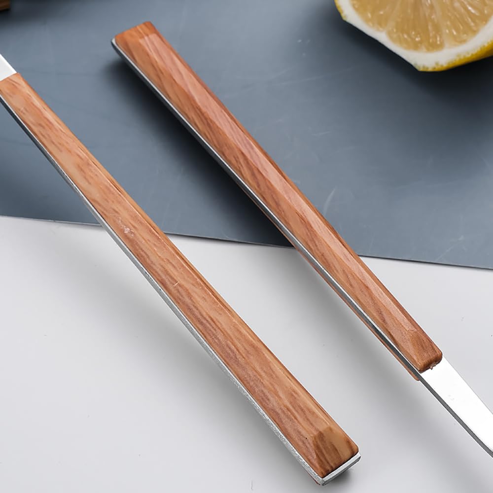15-Pieces Silverware Set Wooden Handle Flatware Cutlery Set for 3 Forks And Spoons Utensil Sets Forks Silverware Home Essentials for New Home Ergonomic Durable Mirror Polished