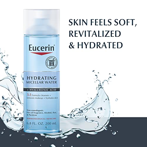 Eucerin Hydrating 3-in-1 Micellar Water, Formulated with Hyaluronic Acid, 6.8 Fl Oz Bottle