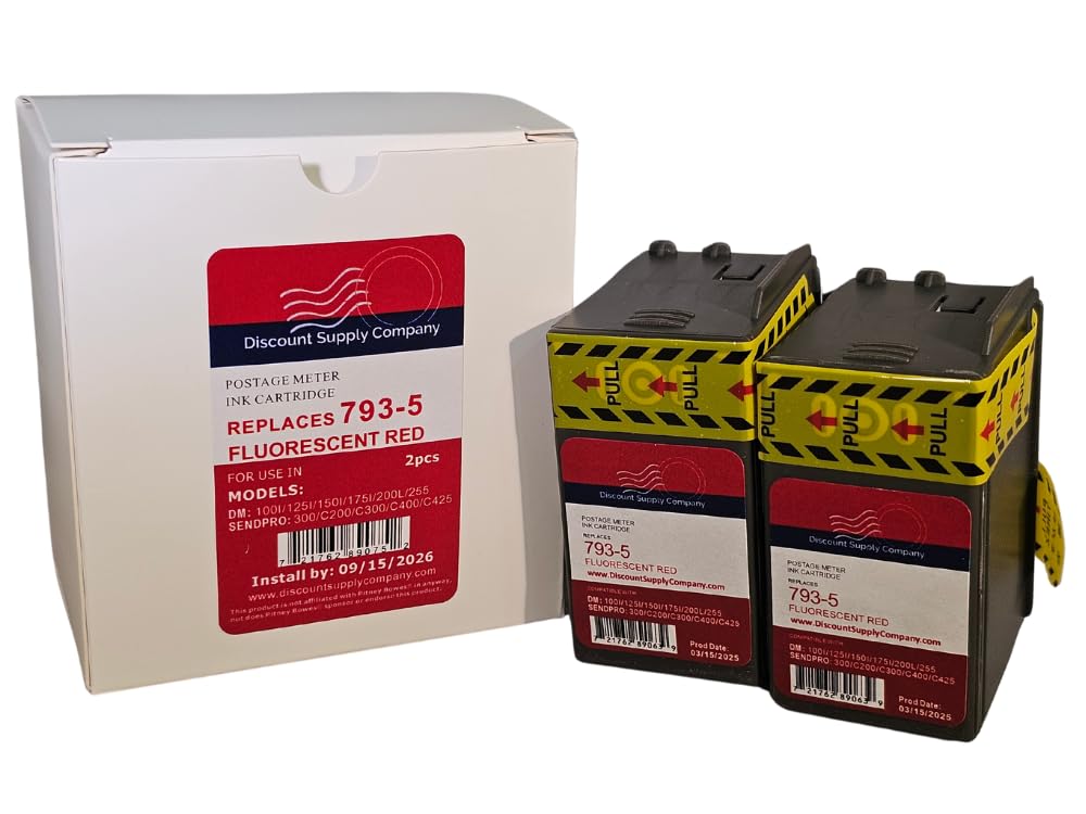2-Pack Compatibe 793-5 Red Ink Cartridge for P700, DM100i, DM125i, DM150i, DM175i, DM200L, DM225 Postage Meters