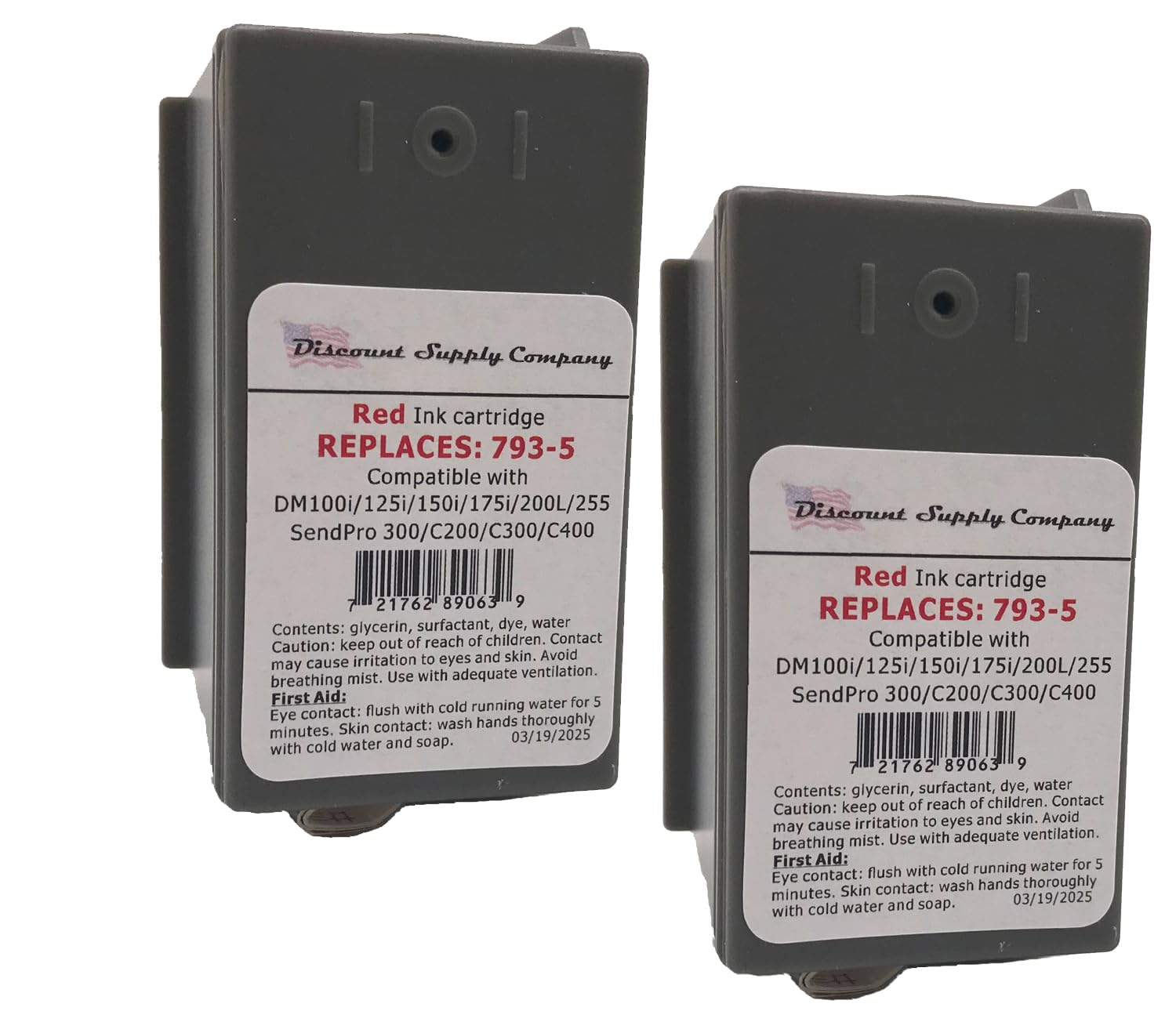 2-Pack Compatibe 793-5 Red Ink Cartridge for P700, DM100i, DM125i, DM150i, DM175i, DM200L, DM225 Postage Meters