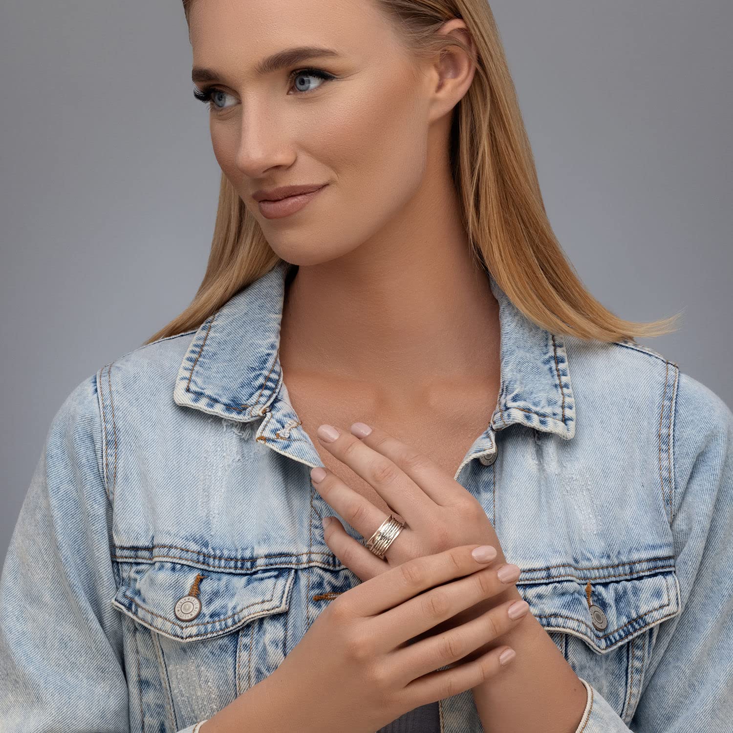 925 Sterling Silver Rotating Spinner Band Ring Wrapped With 5 Hammerd Spinner Rings, Stylish, Hypoallergenic, Nickel & Lead-free, Artisan Handcrafted Designer Collection, Made in Israel