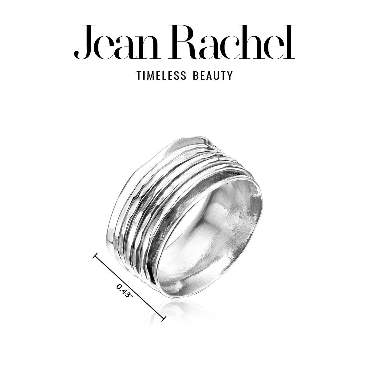 925 Sterling Silver Rotating Spinner Band Ring Wrapped With 5 Hammerd Spinner Rings, Stylish, Hypoallergenic, Nickel & Lead-free, Artisan Handcrafted Designer Collection, Made in Israel