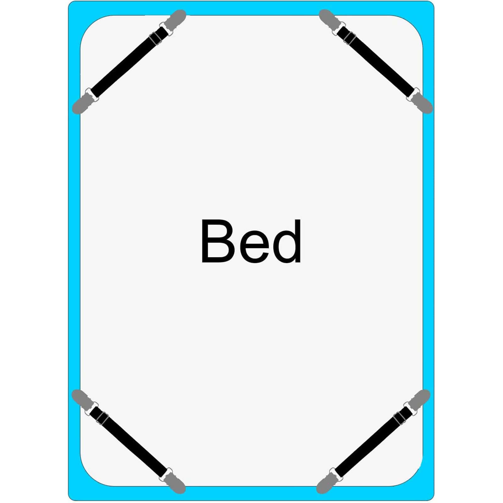 Boao 12 Pcs Bed Sheet Clips Straps Sheet Corner Straps Holder Adjustable Mattress Clips, Elastic Bed Grippers Suspender Fasteners Holder for Home(Black,4-8 Inch Length)