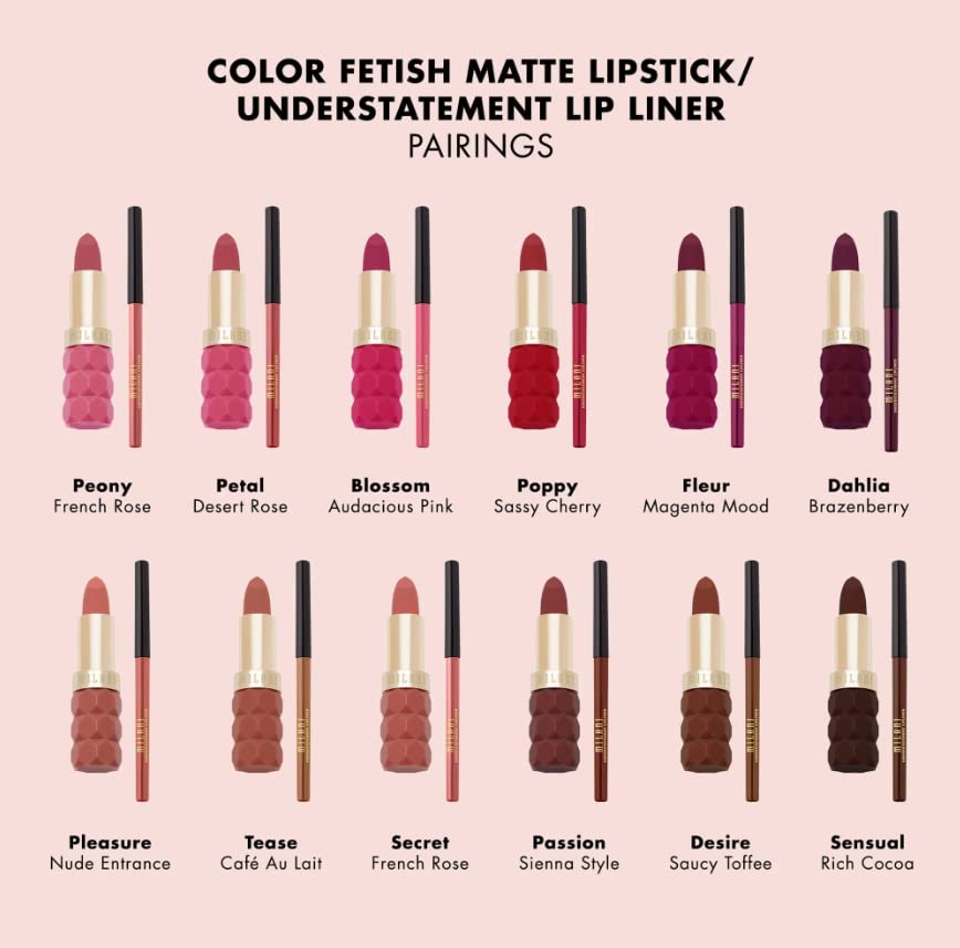 Milani Color Fetish Lipstick and Understatement Lipliner Bundle - Passion & Sienna Style