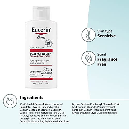 Eucerin Baby Eczema Relief Cream & Body Wash, Eczema Body Wash for Babies, 13.5 Fl Oz Bottle