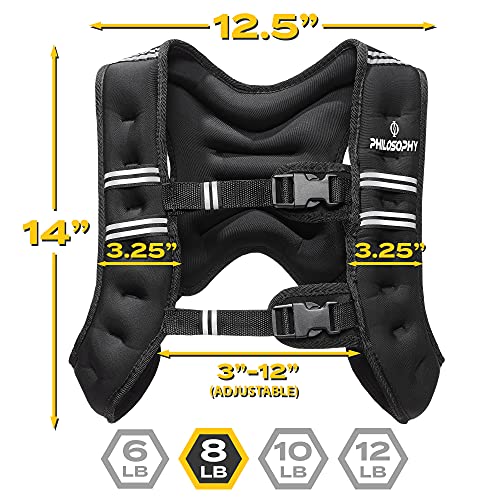 Philosophy Gym Weighted Workout Vest 8 LB, Strength Training Fitness Body Weight Vest