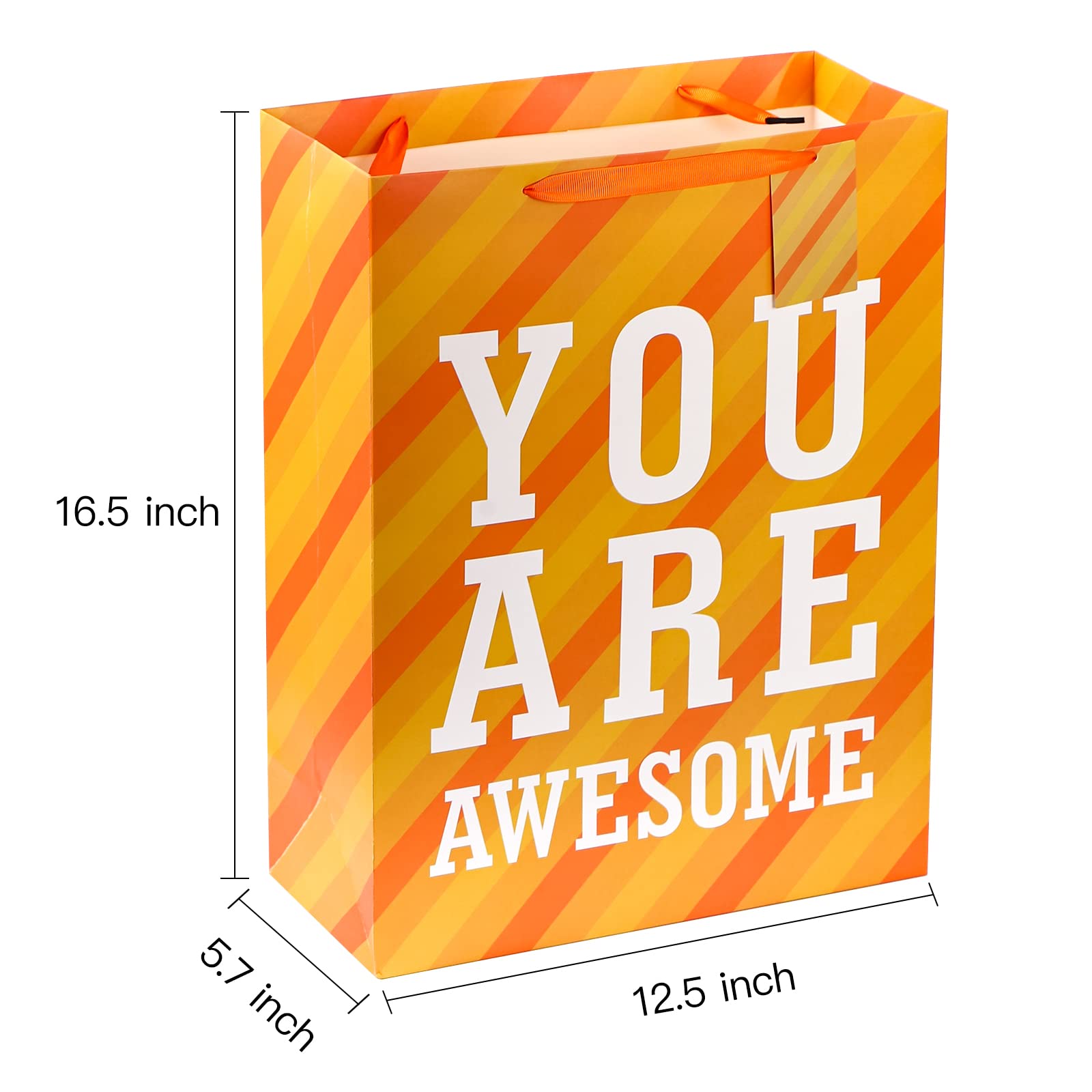 16.5" Gift Bags for Men, Boys, Father's Day - Extra Large Gift Bags with Greeting Card, Tag, Tissue Paper - 2 Pack