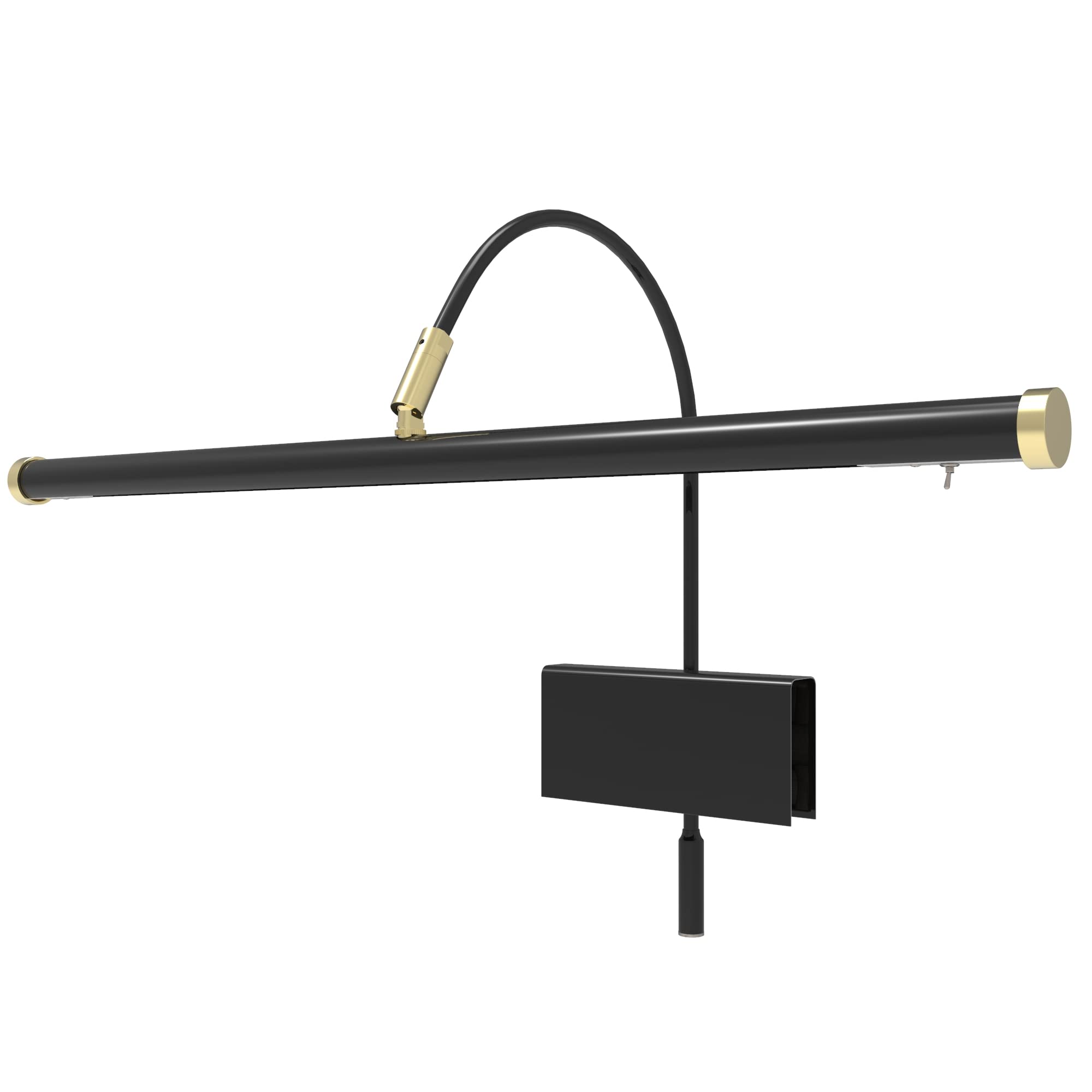 Cocoweb 19" Grand Piano Lamp - Adjustable, Black with Brass Accents, LED Clip-on with Dimmer - GPLED19D