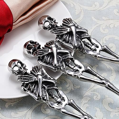 Silverware Set Handmade Skull Skeleton Cutlery Set Premium Stainless Steel Utensils,Including Knife/Fork/Spoon,Cutlery Badass For Halloween Home Kitchen Gift For Gothic Lover