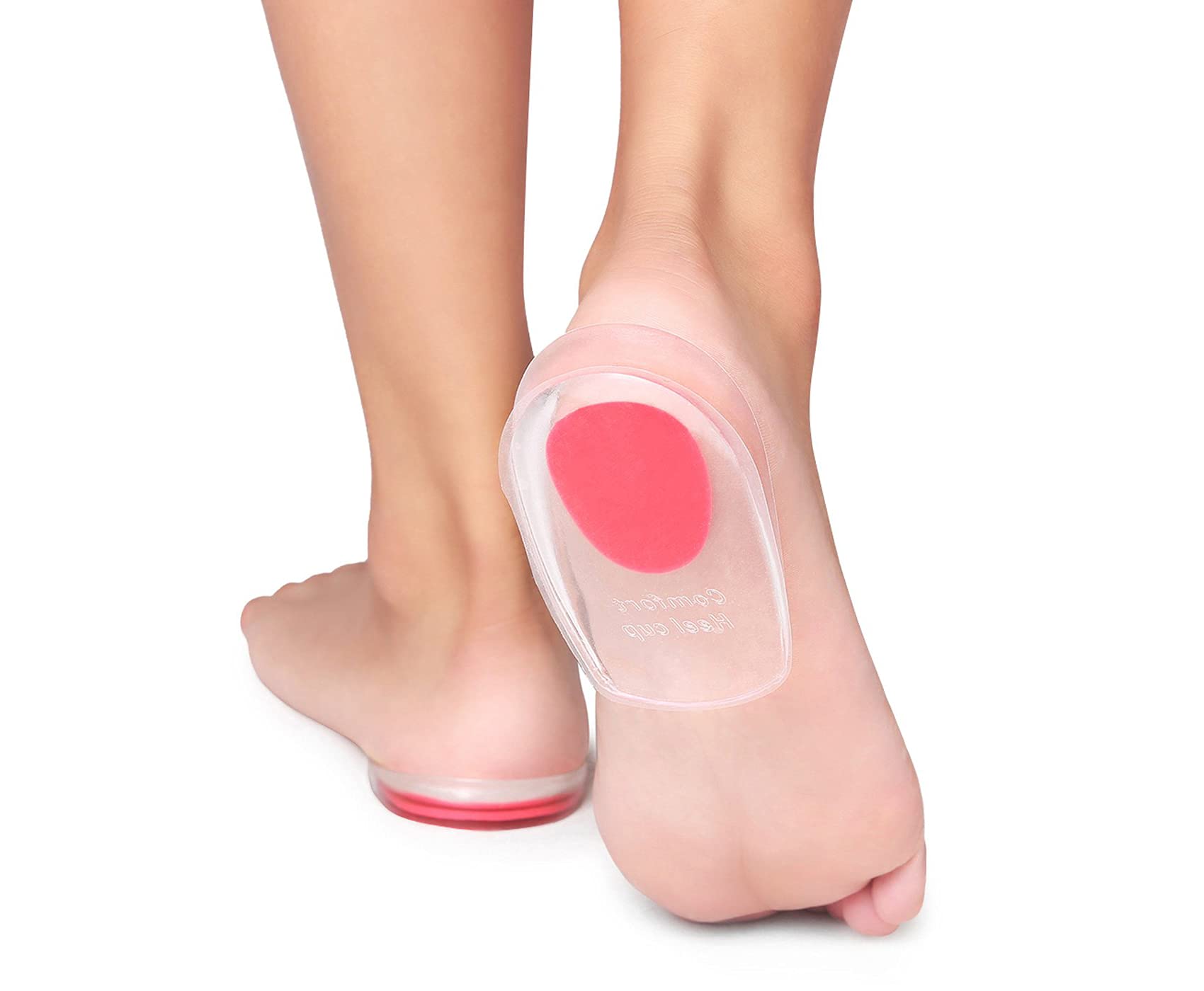 2 Pack - KidSole Shock Absorbing Lightweight Gel Heel Cups for Kid's with Sensitive Heels, Heel Spurs, Plantar Fasciitis, or Ankle Pain (Pink) (Red) (Pink Kids Size 2-6) (Pink Kids Size 2-6)