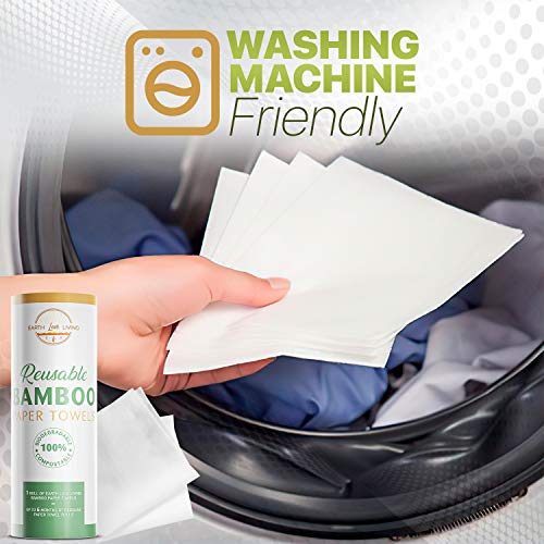 Bamboo Reusable Paper Towels | Heavy Duty 20 Sheets! | Hand Washable & Machine Washable | 100% Biodegradable & Eco-Friendly Towels | One Roll Replaces Up to 6 months of Regular Paper Towels!