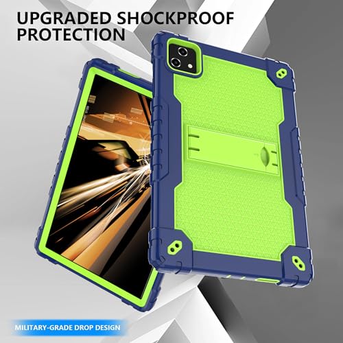 SOATUTO for T-Mobile Revvl Tab 5G Come with Tempered Glass Screen Protector Film Tablet Case with Kickstand/Shoulder Strap Kids Friendly Shell Fit for T-Mobile Revvl 10.36 inch (Navy+Green/2 Pcs)
