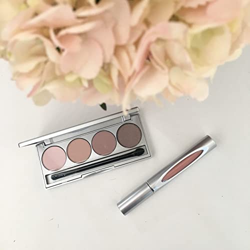 Honeybee Gardens 'Skinny Dip' Refillable Eye Shadow Palette | 4 Neutral Shades with a Refillable Compact with Brush | Natural Ingredients | Gluten Free | Vegan | Cruelty Free