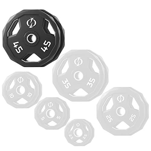 Philosophy Gym Set of 2 Rubber Coated 2-inch Olympic Grip Weight Plates (45 LB Each) for Weightlifting