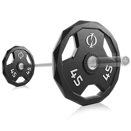 Philosophy Gym Set of 2 Rubber Coated 2-inch Olympic Grip Weight Plates (45 LB Each) for Weightlifting
