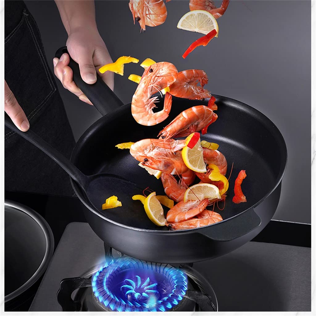 AsiLoP Cookware Set Black Pan with Lid Cutlery Collection Cookware Cutlery Cookware Nonstick Kitchen Supplies (Svart