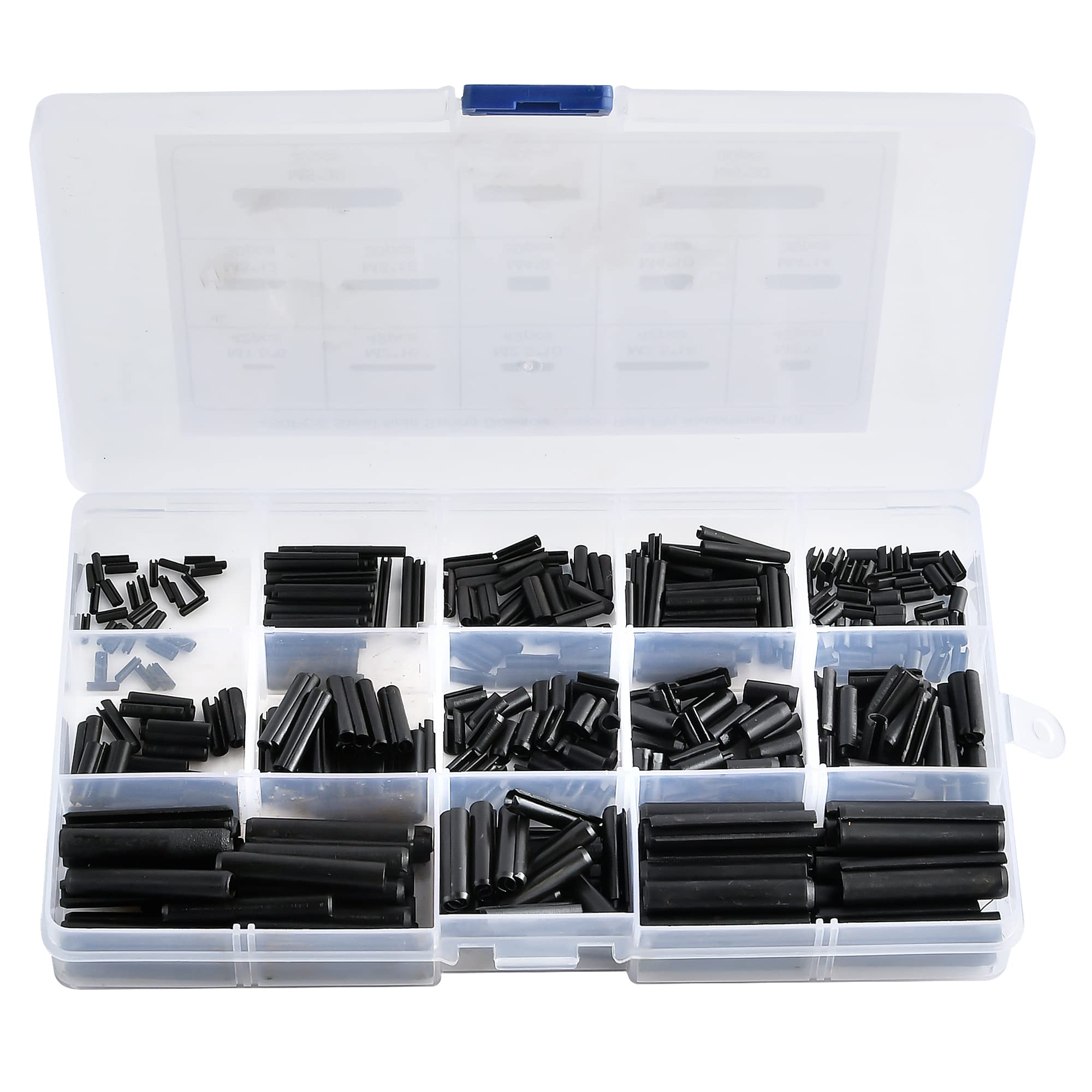 Gransuncy 450Pcs Roll Pin Assortment Set, Metric Roll Pins, Slotted Spring Pins M1.5 M2 M2.5 M3 M4 M5 M6 Slotted Metric Spring Pins Hardware Assortment Kit