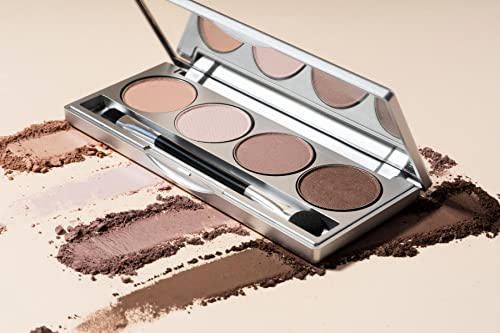 Honeybee Gardens 'Skinny Dip' Refillable Eye Shadow Palette | 4 Neutral Shades with a Refillable Compact with Brush | Natural Ingredients | Gluten Free | Vegan | Cruelty Free