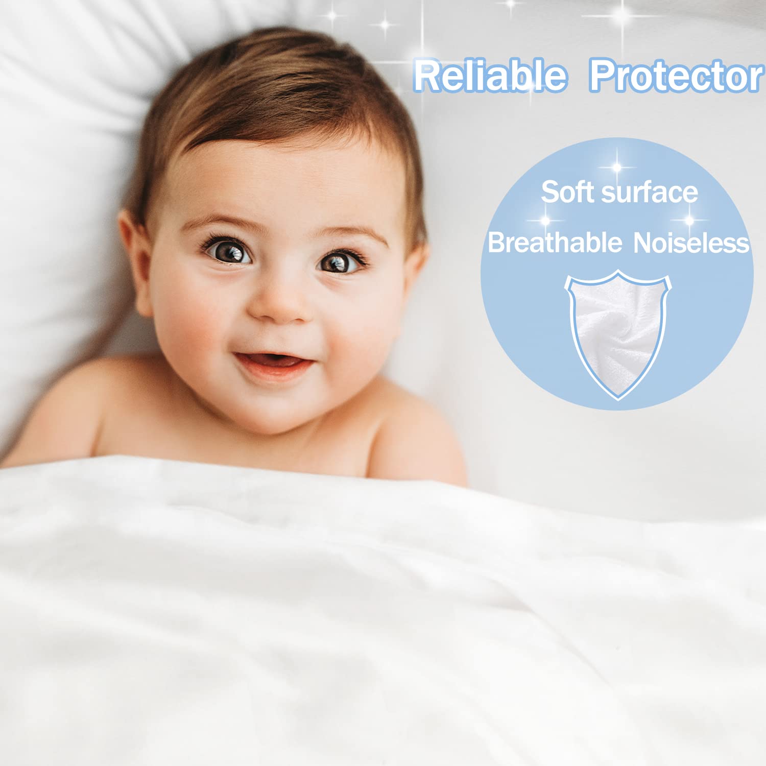 Full Premium Waterproof Mattress Protector, Soft Breathable Mattress Pad, Noiseless Bed Cover - Stretch to 21" Fitted Deep Pocket Mattress Protection