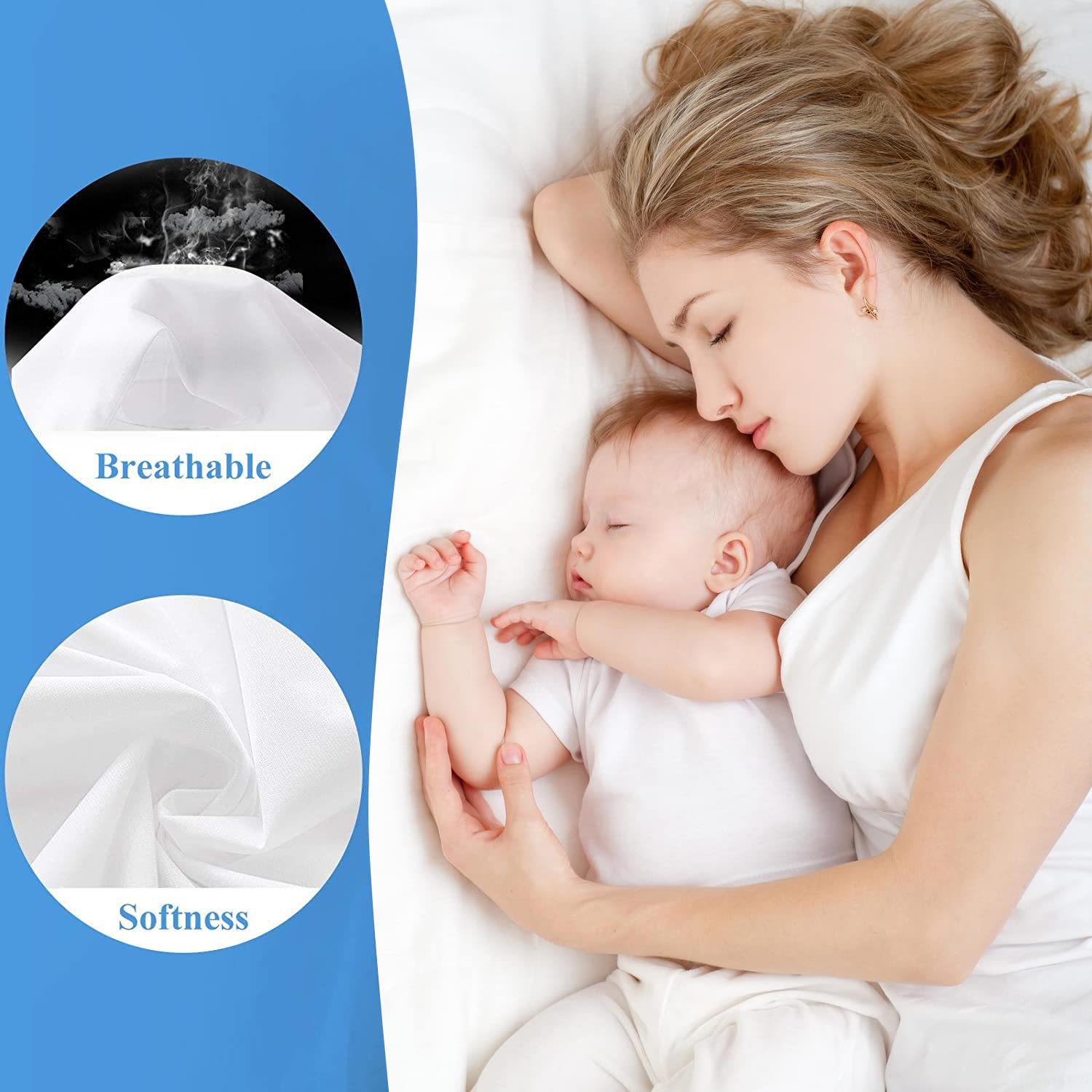 Full Premium Waterproof Mattress Protector, Soft Breathable Mattress Pad, Noiseless Bed Cover - Stretch to 21" Fitted Deep Pocket Mattress Protection
