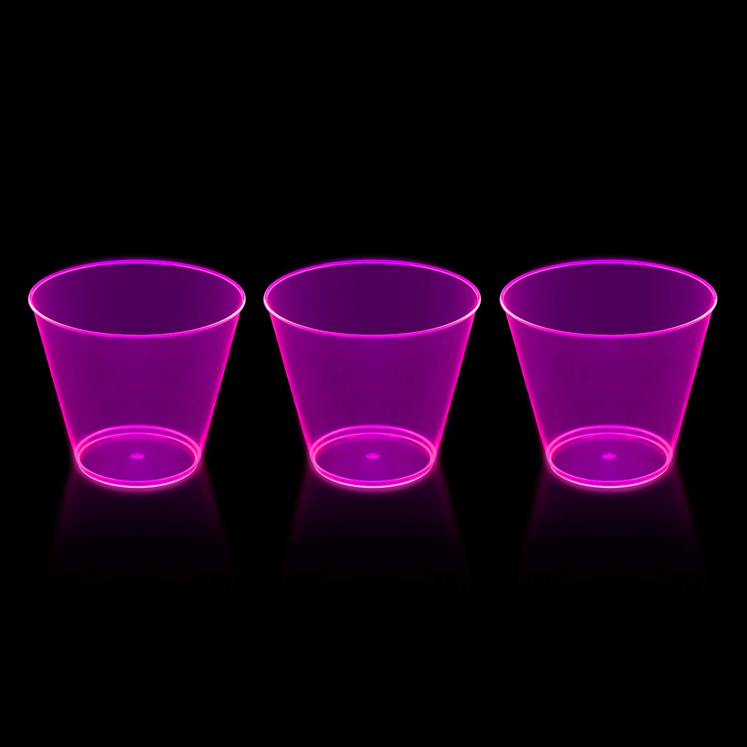 Party Essentials Hard Plastic 9-Ounce Party Cups and Old Fashioned Tumblers, Neon Pink, 25-Count