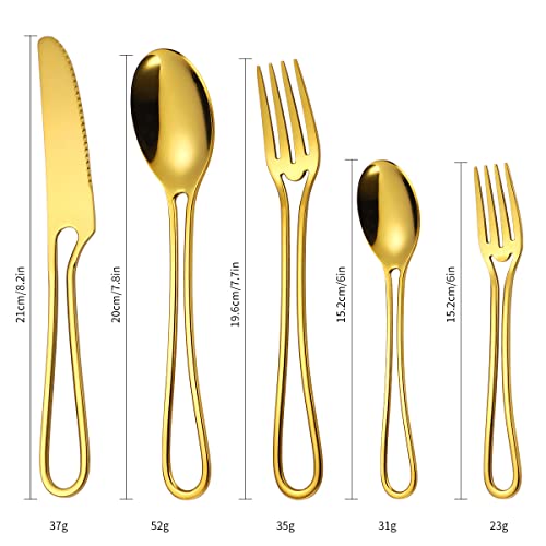 Silverware Flatware Set Hollow Out Rose Gold Handles 40-Piece Stainless Steel Cutlery Set Tableware Utensils for 8,Dishwasher Safe,Home,Wedding Gift,Dinner Party, Everyday Use