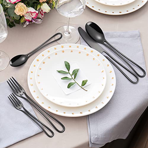 Silverware Flatware Set Hollow Out Rose Gold Handles 40-Piece Stainless Steel Cutlery Set Tableware Utensils for 8,Dishwasher Safe,Home,Wedding Gift,Dinner Party, Everyday Use